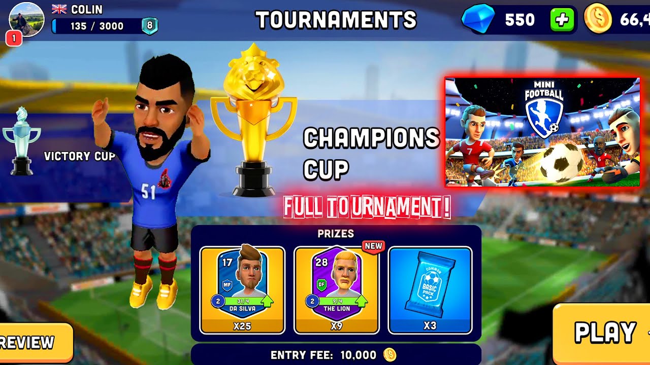 Mini Football CHAMPIONS CUP | 10,000K ENTRY | Lion Upgrade & Pack ...