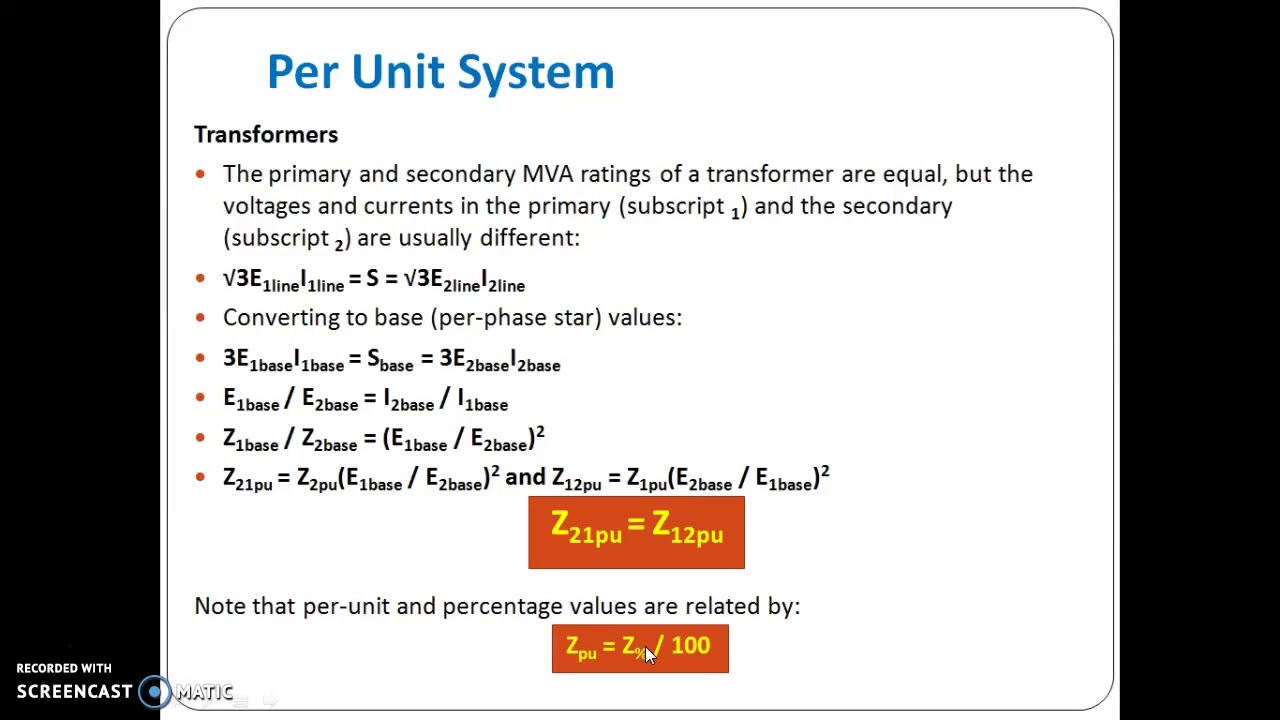 Per Unit System - YouTube