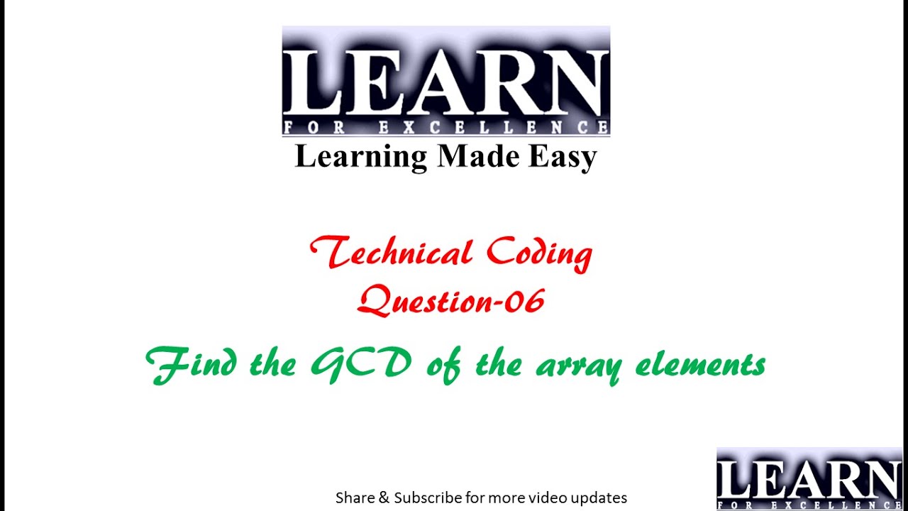 Coding Question 6 || Find the GCD of the array elements || Technical ...