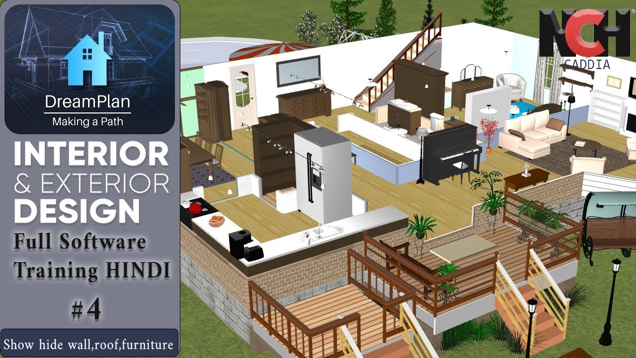 show hide wall, roof and furniture in Dreamplan - YouTube