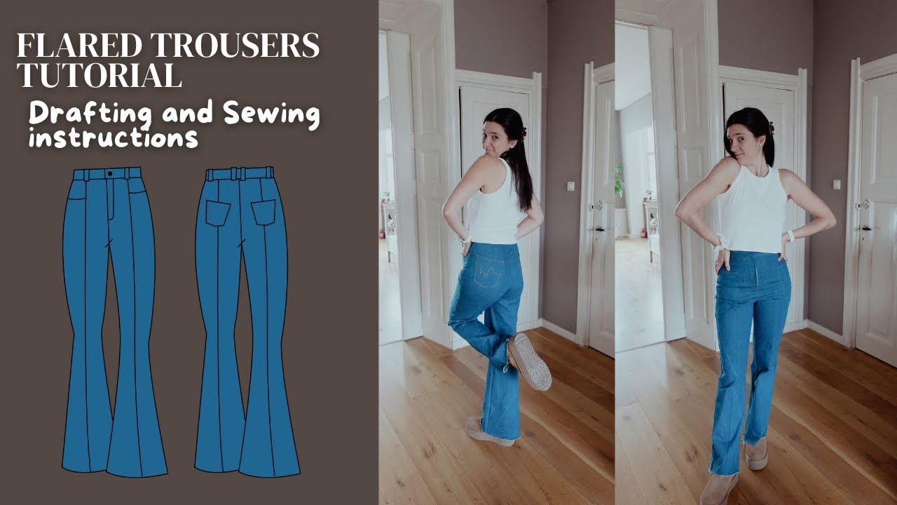 Flared Trousers Sewing And Drafting Instructions ️ Step By Step