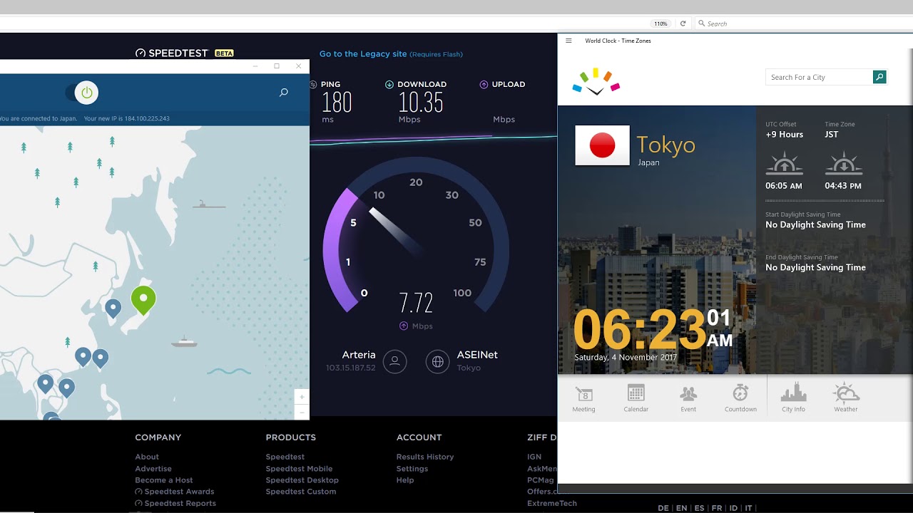 NordVPN Speed Test - Tokyo, Japan VPN Server 2017/11/4 - YouTube