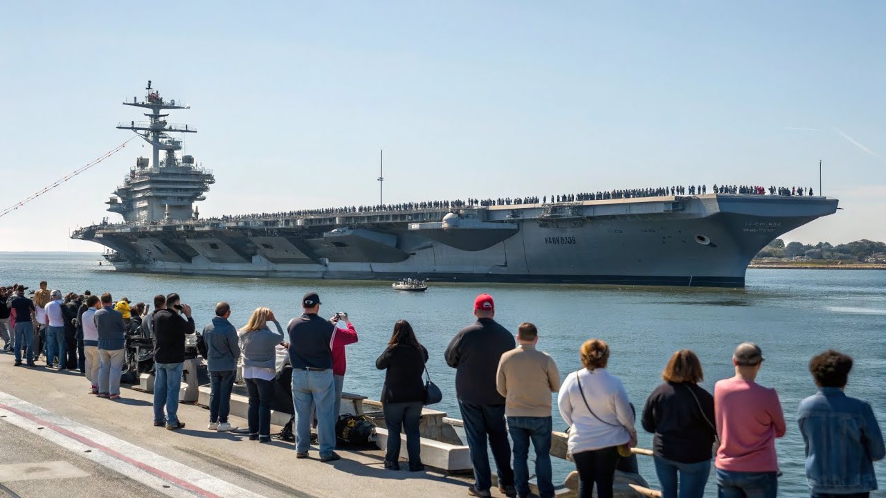 สุดช็อก! เรือบรรทุกเครื่องบิน USS Gerald R. Ford (CVN-78) ปรากฏตัวกลาง ...