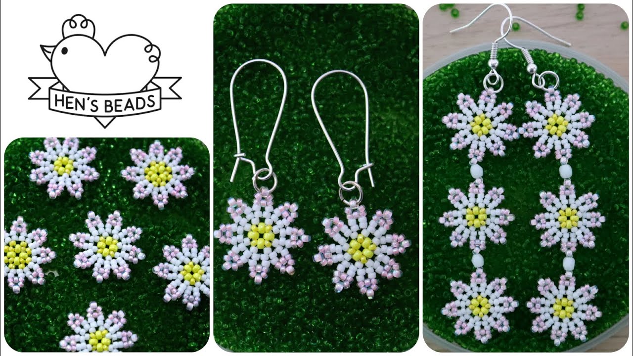 How to make a simple DAISY FLOWER from seed beads +jewellery ideas ...