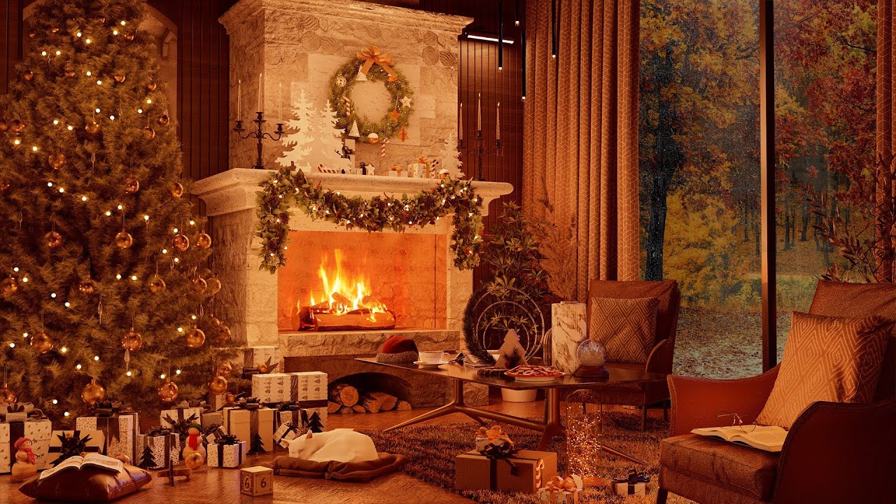 Cozy Autumn Ambience With Rain and Crackling Fire For Sleeping and ...