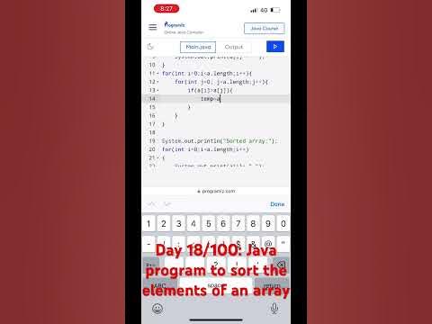 Day 18/100 : Java program to sort the elements in an array #javaprogrammingforbeginners ,# ...