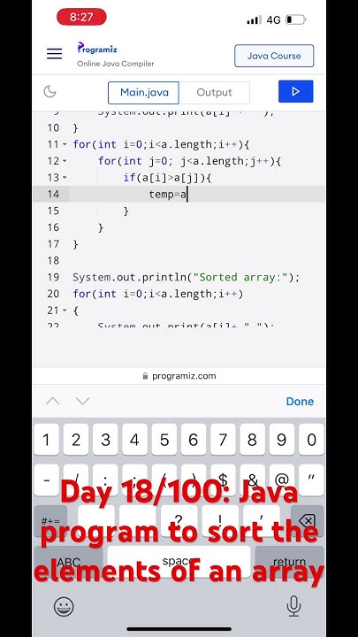 18. Java program to sort the elements in an array #javaprogrammingforbeginners ,#sorting,#shorts ...