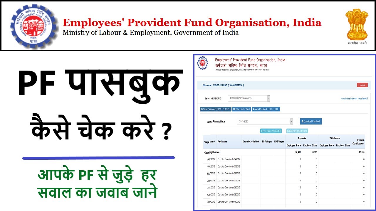 How to Activate PF Account , PF Passbook Kaise Dekhe,epfp Passbook ...