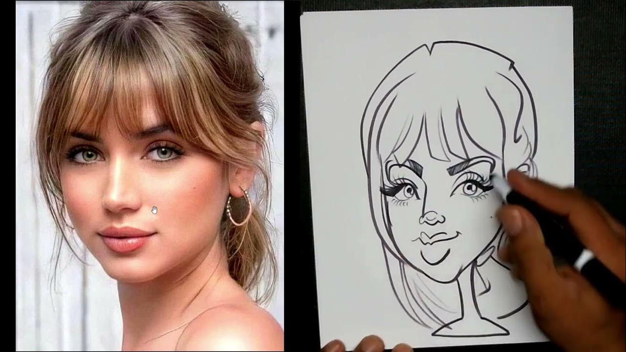 How to Draw A Female Caricature for Beginners - YouTube