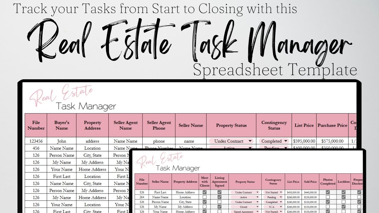 Real Estate Task Management Template Google Sheets for Buyers and ...