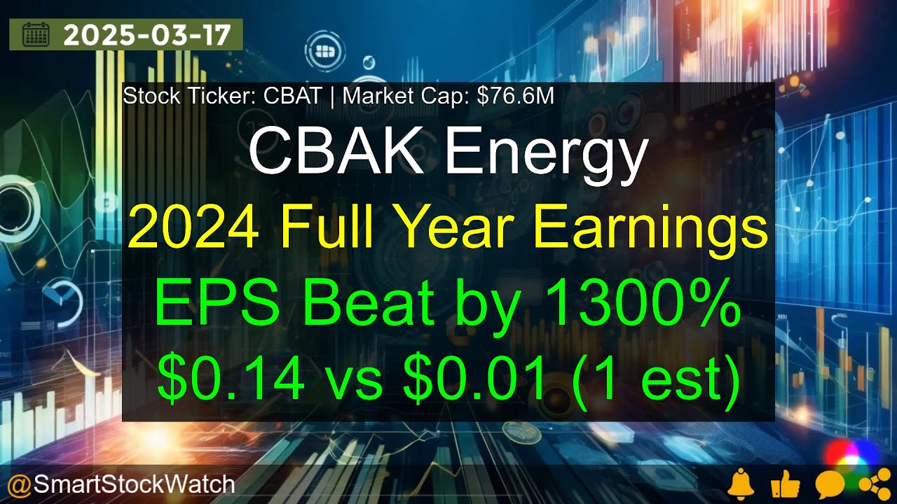 CBAK Energy (CBAT|$76.6M) - 2024 Full Year Earnings Analysis - YouTube