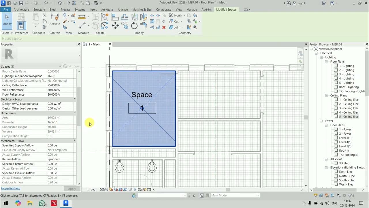 How to create and Modify Space in Revit | How to create Project Parameter in Revit MEP |Lecture ...