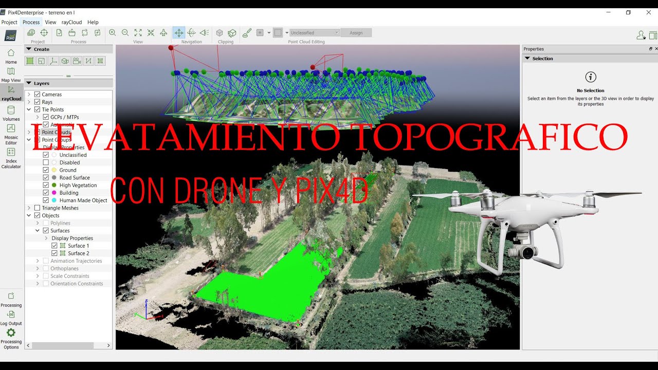 Levantamiento topográfico con drone Phantom 4 pro y Pix 4D - YouTube
