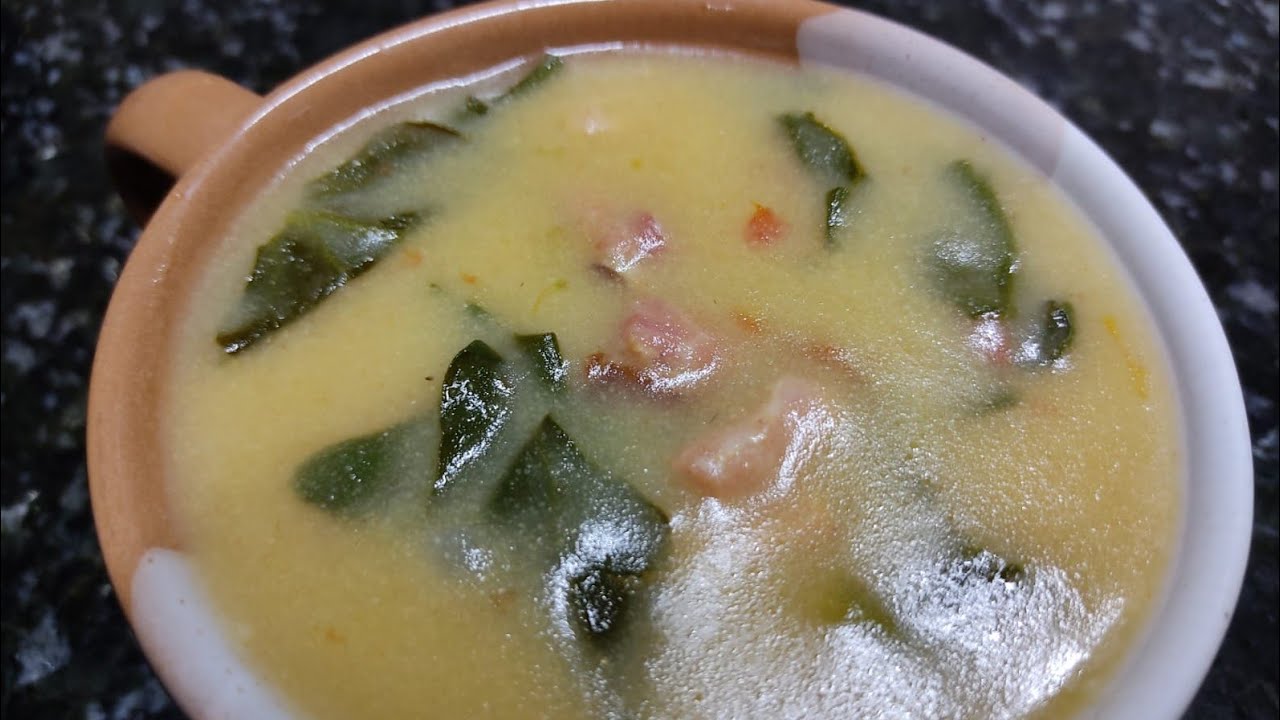 sopa de fubá ou angu com bacon e espinafre!!! - YouTube