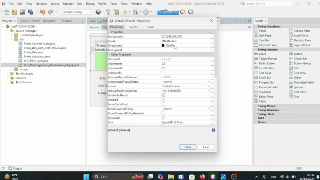 Coding java Program GUI Menghitung jam Kerja - YouTube