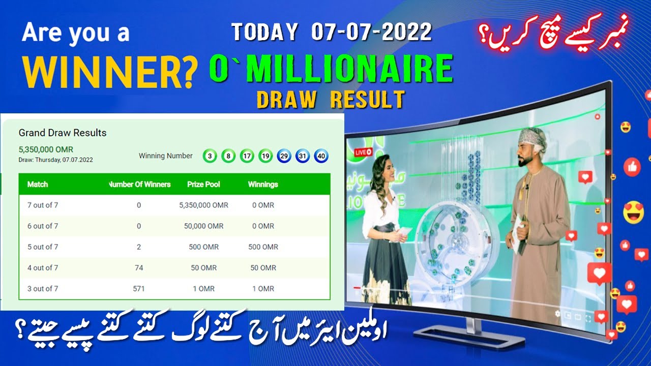 OMillionaire OMAN Draw Winner List 07-07-2022👍 او ملین ایئر کا آج کا ...