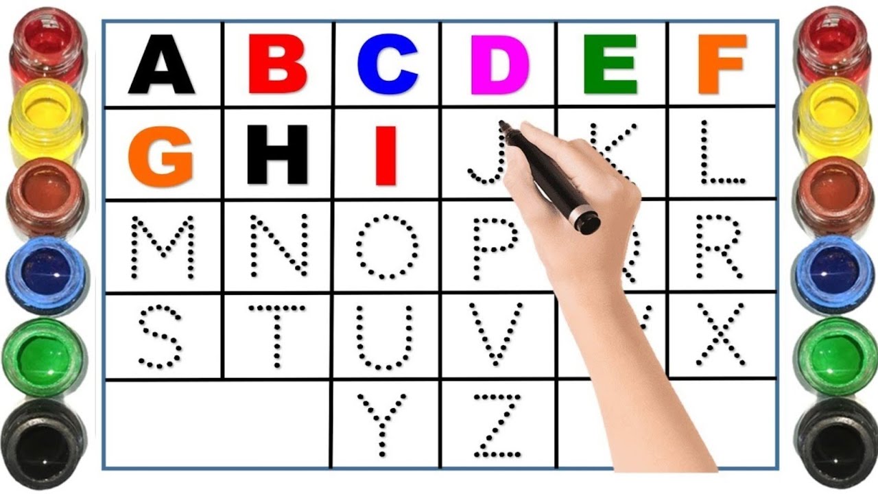 A to Z for kids | Collection for writing along dotted lines for ...