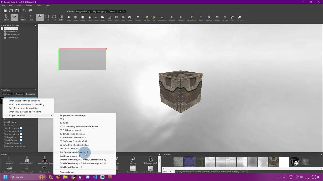 Use Cheat Codes in CopperCube 3D Game Engine - YouTube