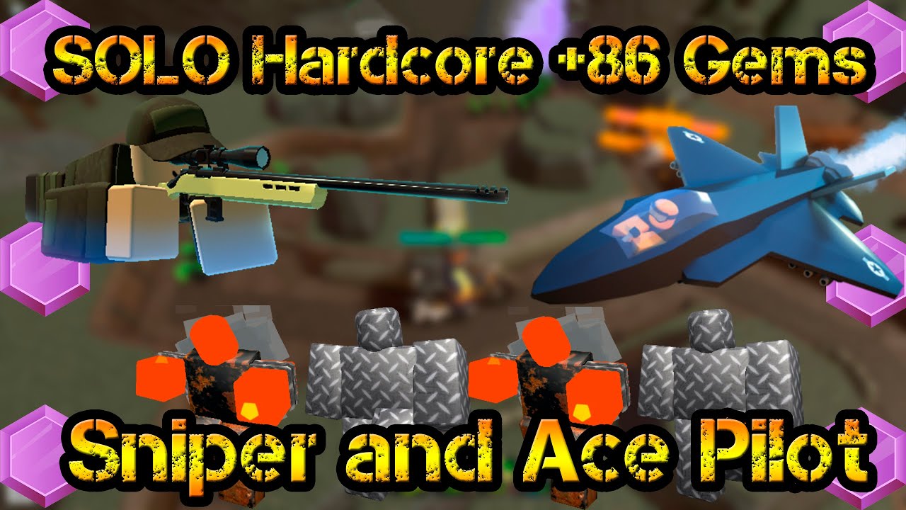 Solo Hardcore Mode +86 Gems Ace Pilot and Sniper Roblox Tower Defense ...