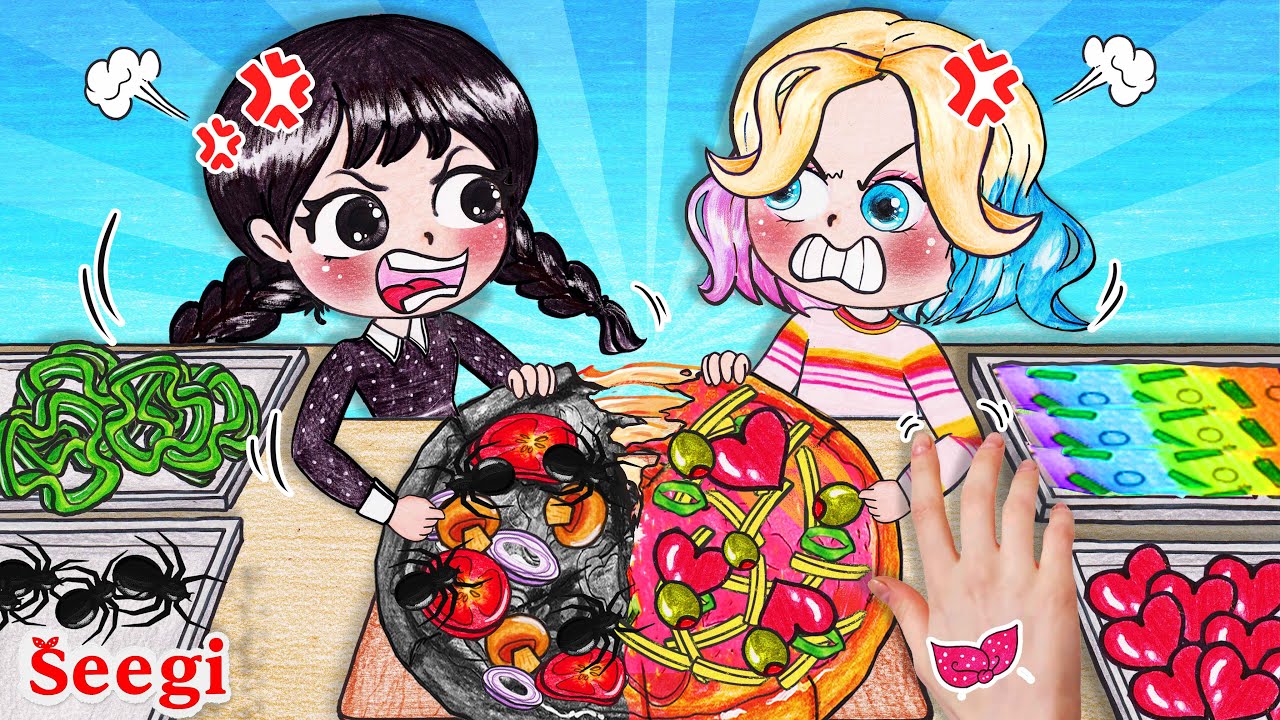 [🚛Paper DIY] Amanda & Wooly and Wednesday & Enid: Mixed Pizza Truck 🍕 ...