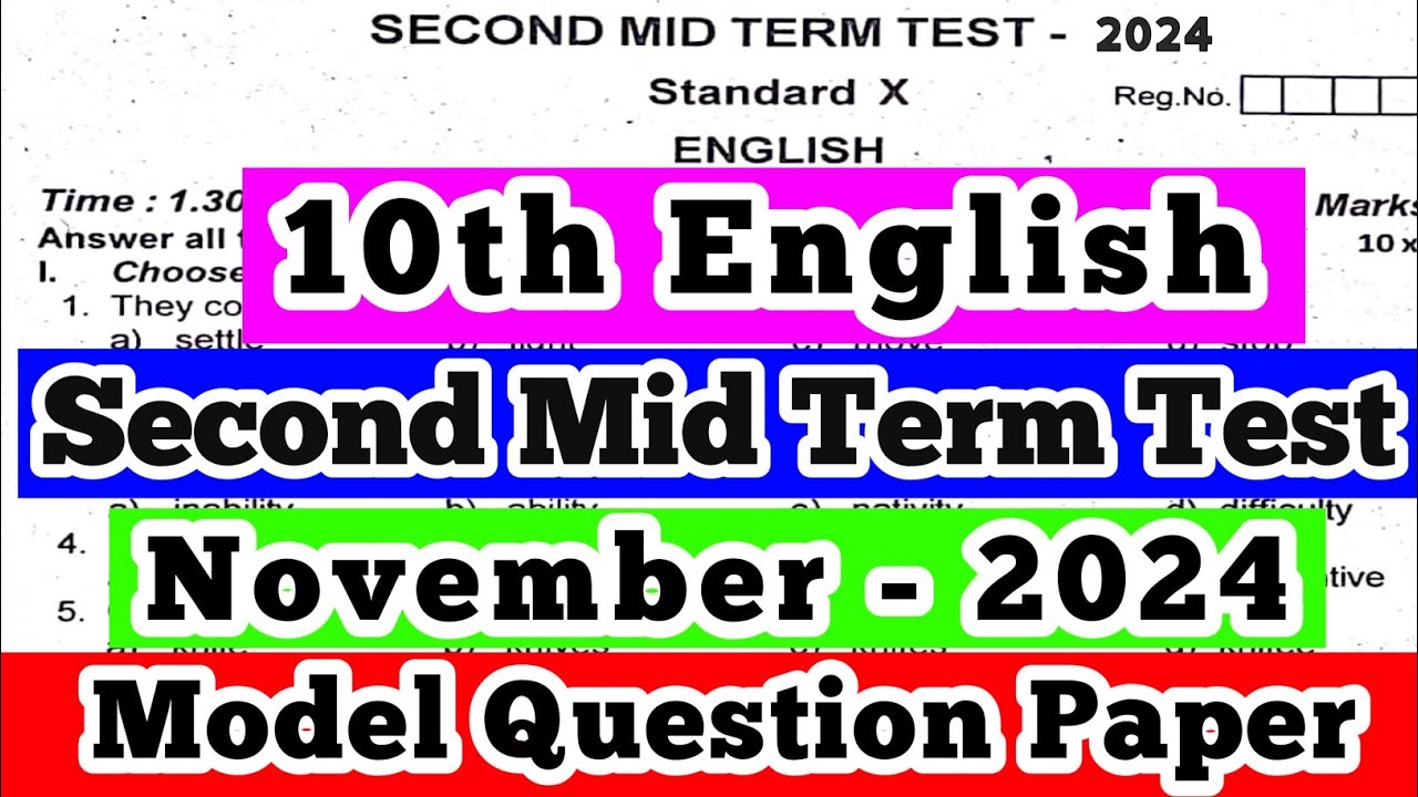 10th English second mid term test Question Paper 10th English model ...