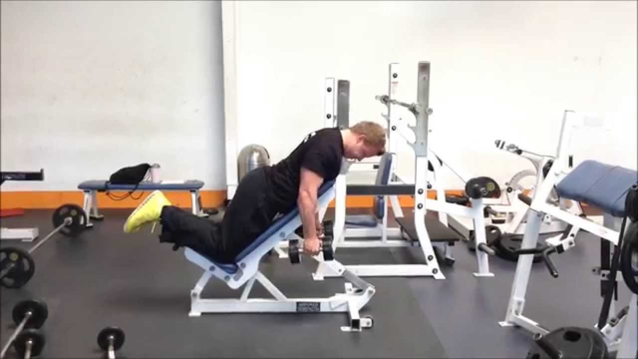 Prone Incline Dumbbell Shrugs - YouTube