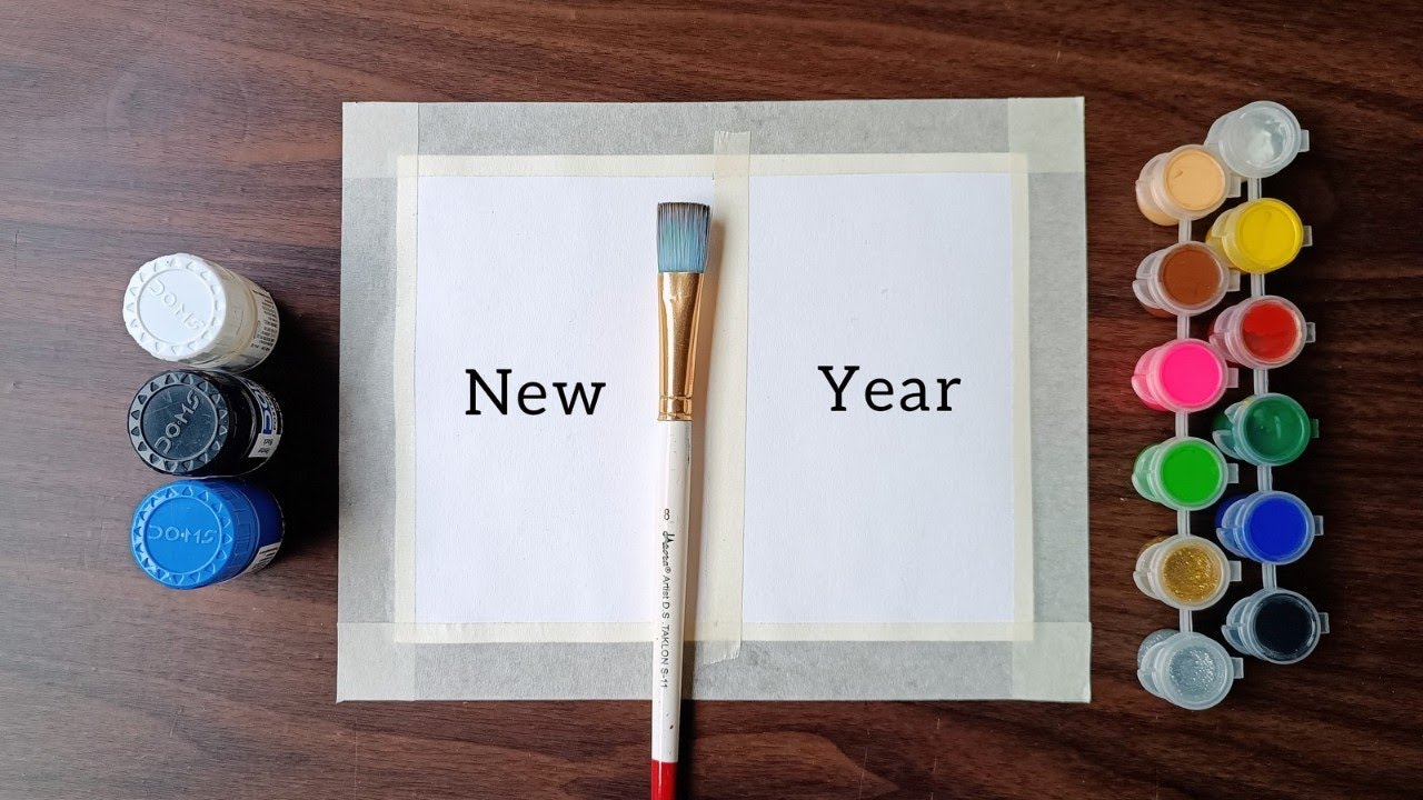 New year drawing easy/new year card/new year painting/poster colour ...