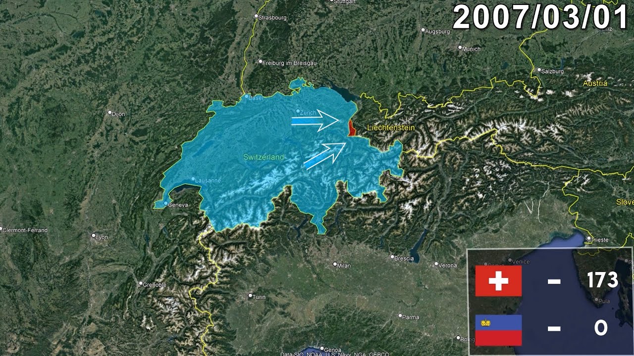 Switzerland invasion of Liechtenstein in 50 seconds using Google Earth ...