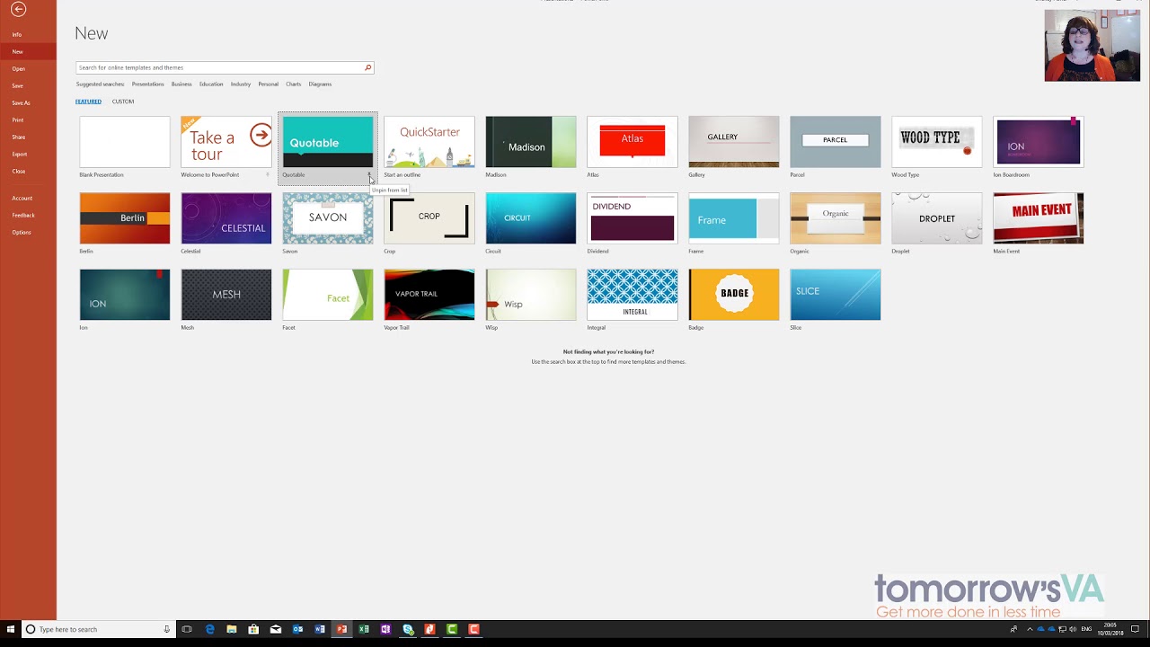 How to start your PowerPoint 2016 Windows with a ready made design ...