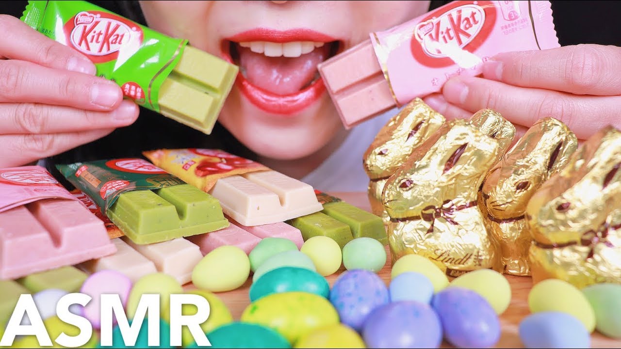 ASMR Eating CHOCOLATE PARTY | Kit Kat + Linbt Bunny + M&M | 초콜릿 리얼사운드 ...