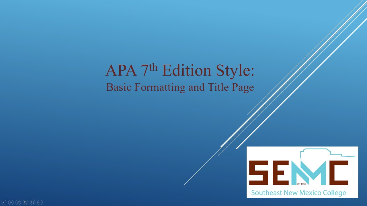 APA 7th Edition: Basic Formatting and Title Page - YouTube