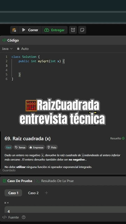 Como RESOLVER RaizCuadrada entrevista técnica Programación #backend #java #clip #codigo #asmr # ...
