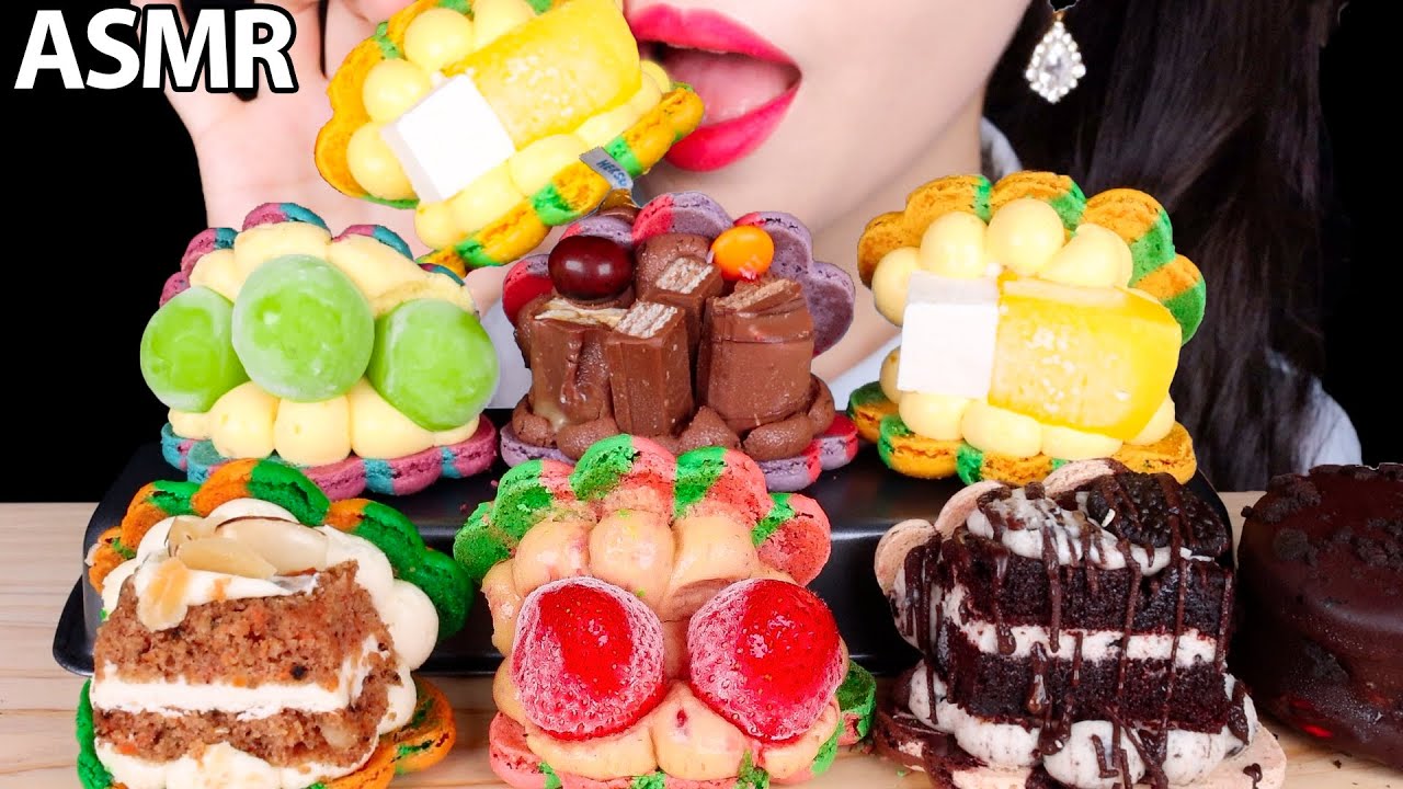 ASMR KOREAN FAT CLAM SHAPED MACARONS, DESSERT REAL SOUND, MUKBANG ...