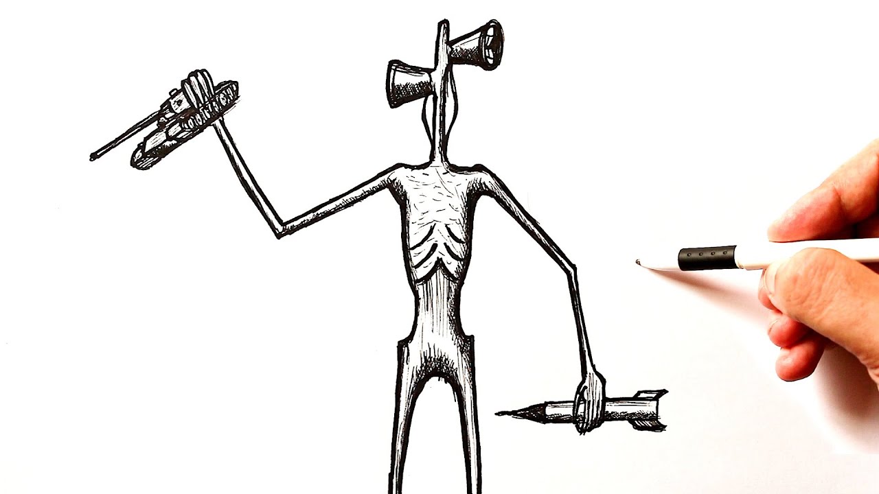 How to draw a Siren Head attacking Tank - YouTube