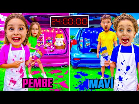 PEMBE VS MAVİ ARABADA 24 SAAT !! KUZEY ELİF !!