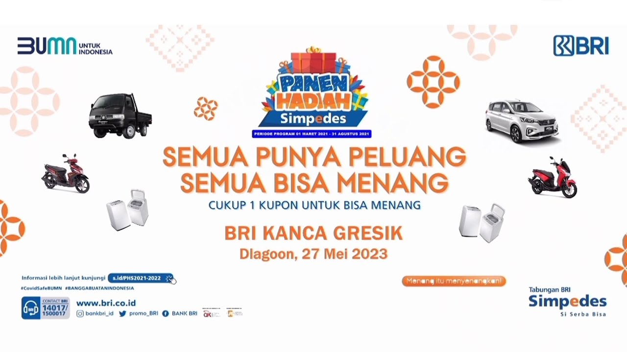 PANEN HADIAH SIMPEDES 2023 - BRI CABANG GRESIK - YouTube