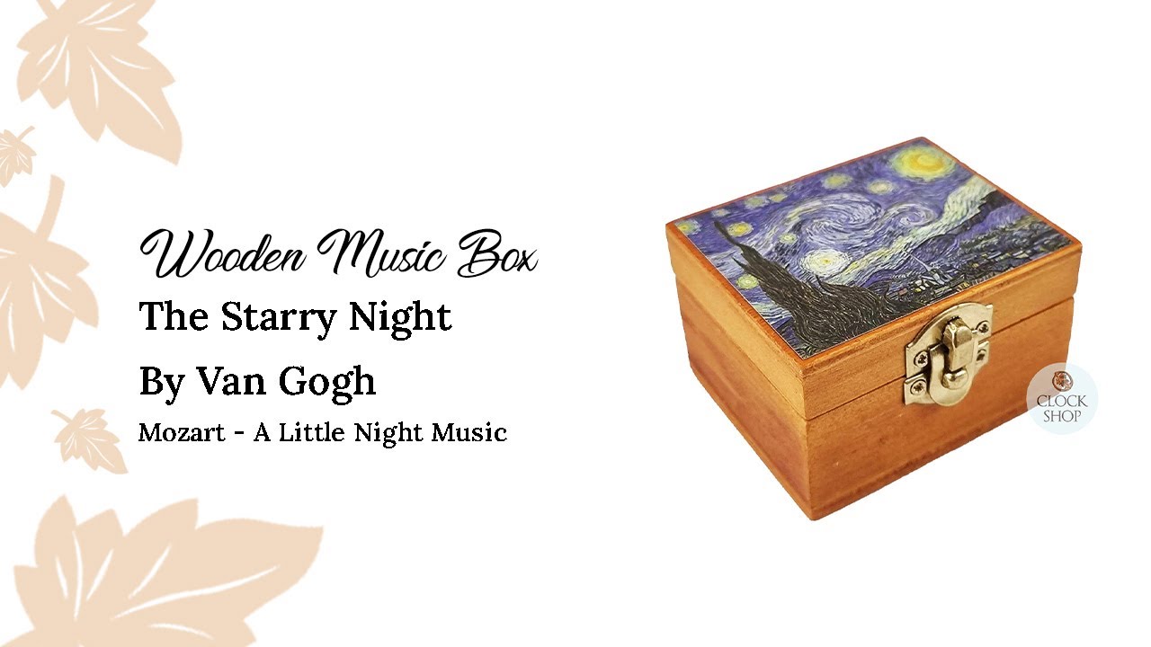 Wooden Hand Crank Music Box- The Starry Night By Van Gogh (Mozart- A ...