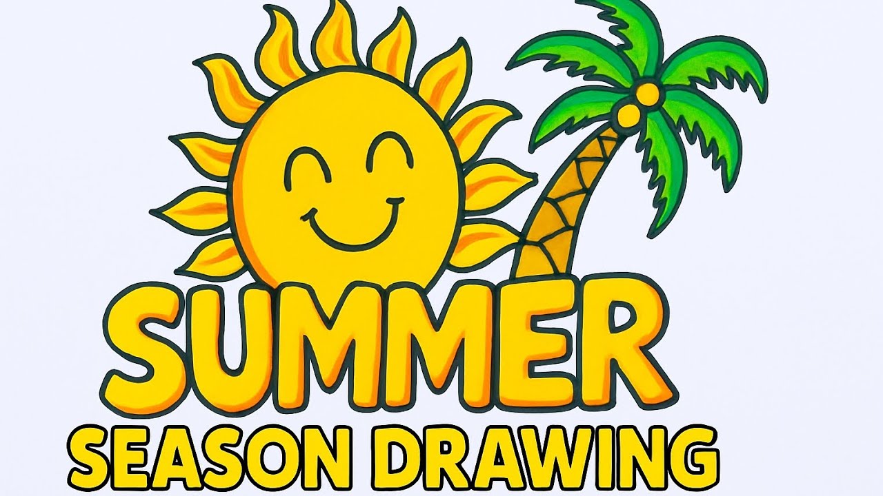 Summer season drawing/Beautiful Summer Scenery Drawing/Summer Vacation ...