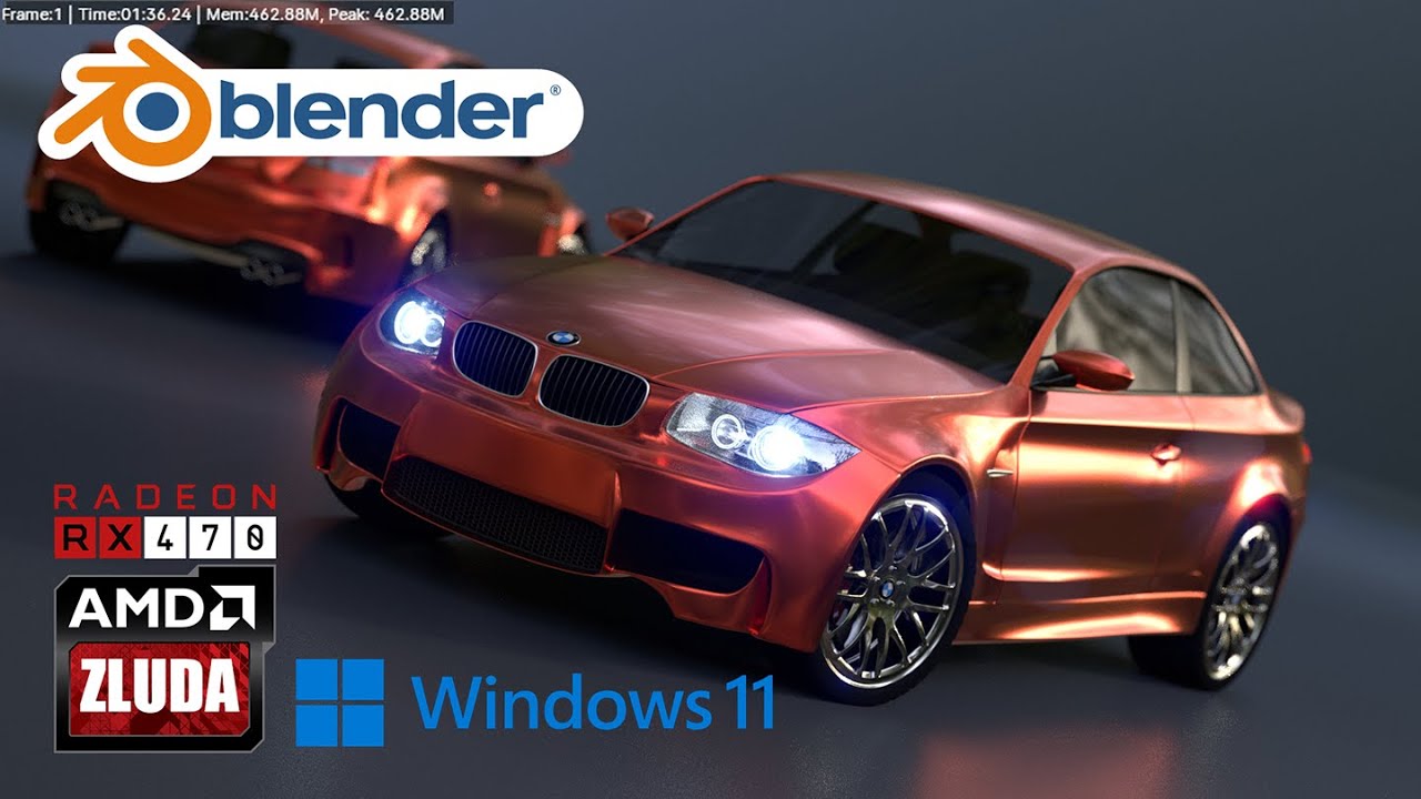 RX 470 8GB [ZLUDA] Blender BMW Demo File Test With CUDA Render In ...