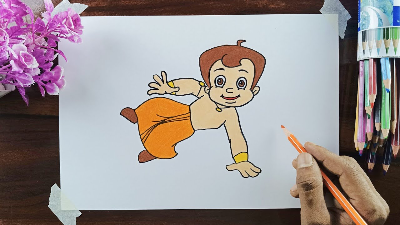 How to draw chhota bheem step by step || Chhota bheem drawing ...