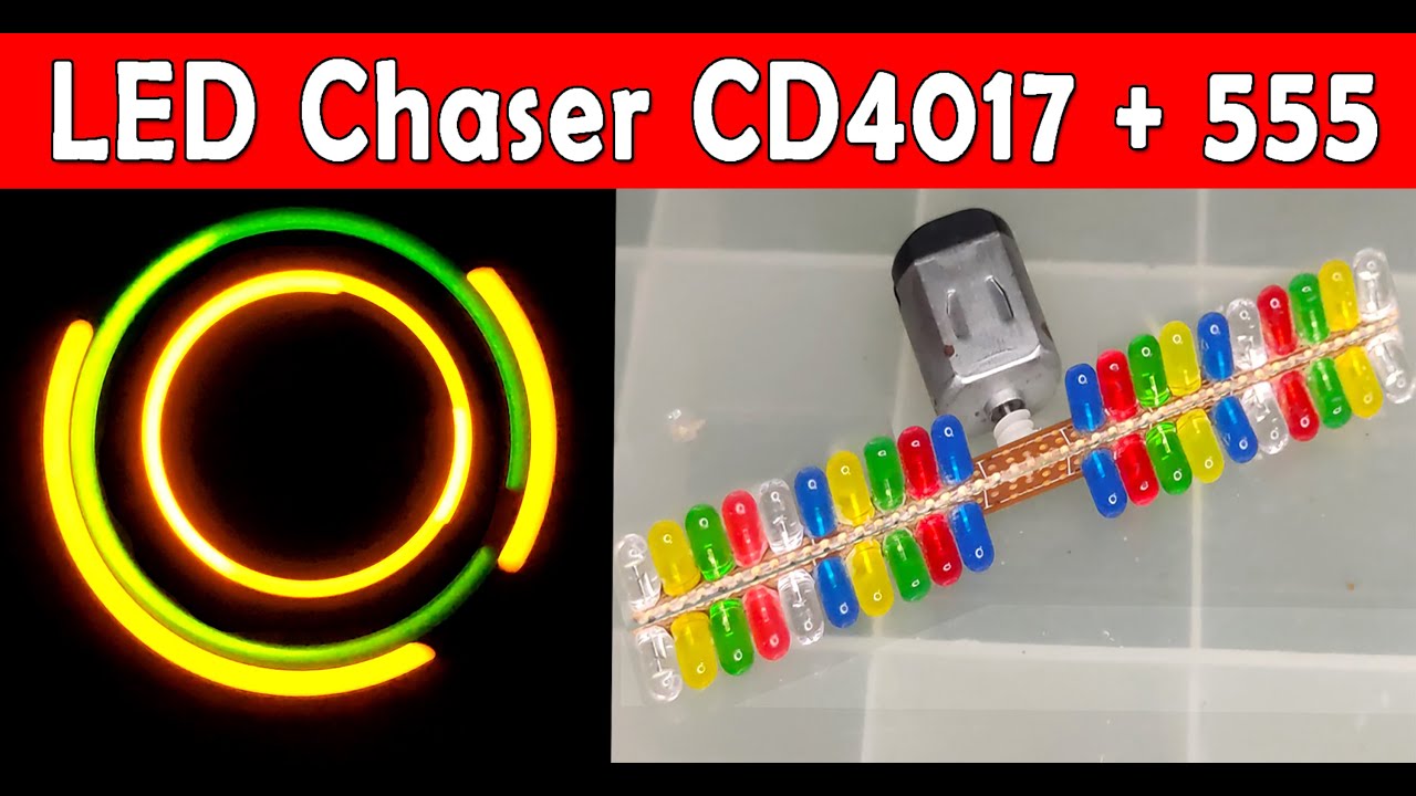 [NEW] LED Chaser Light Circuit 2022 Using CD4017 & 555 timer ic - YouTube