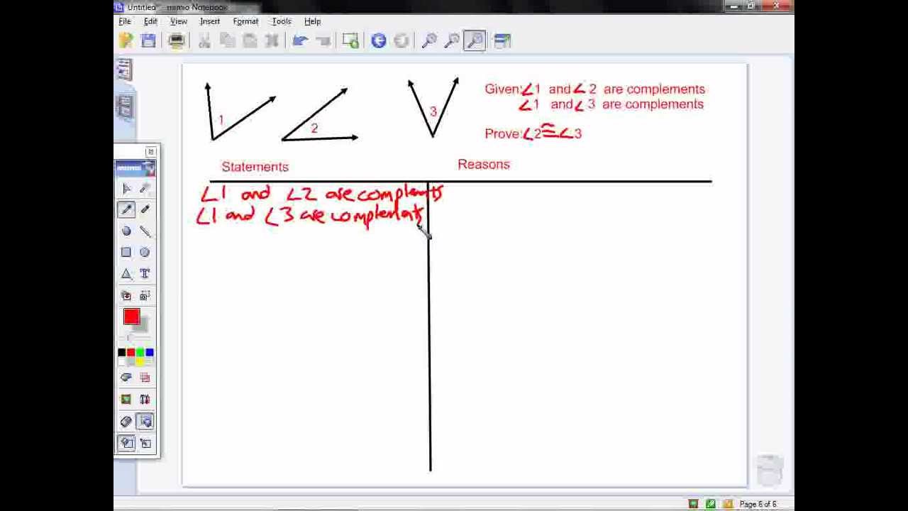 Congruent Complements Proof.wmv - YouTube