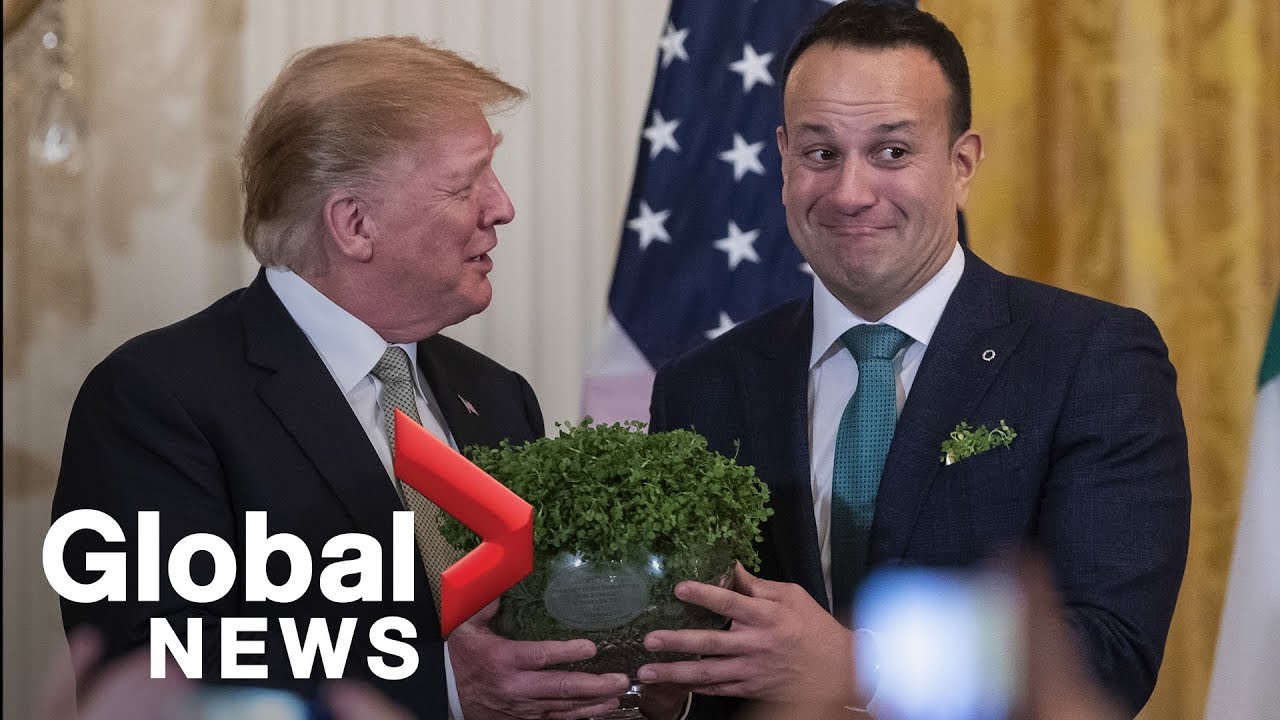 Trump presented with Shamrock Bowl from Irish Taoiseach - YouTube