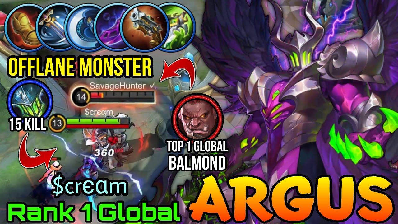 Offlane Monster Argus 15 Kills VS Top 1 Balmond! - Top 1 Global Argus by $crєαm - MLBB - YouTube