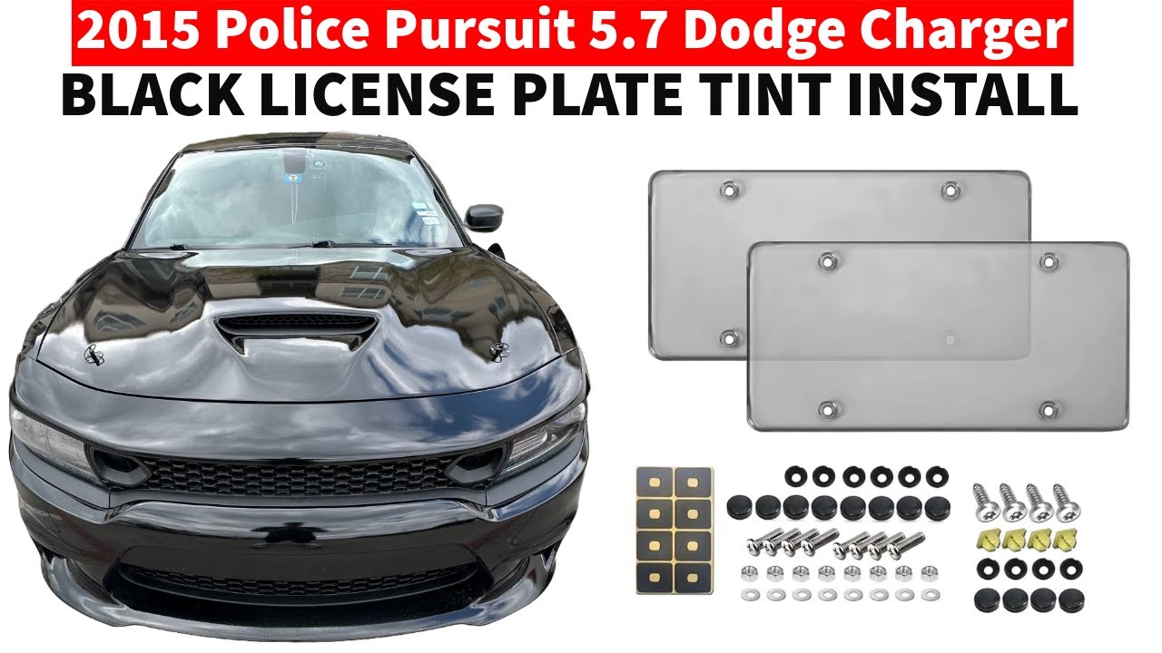 Black License Plate Tint Cover on 2015 Police Pursuit 5.7 Dodge Charger ...