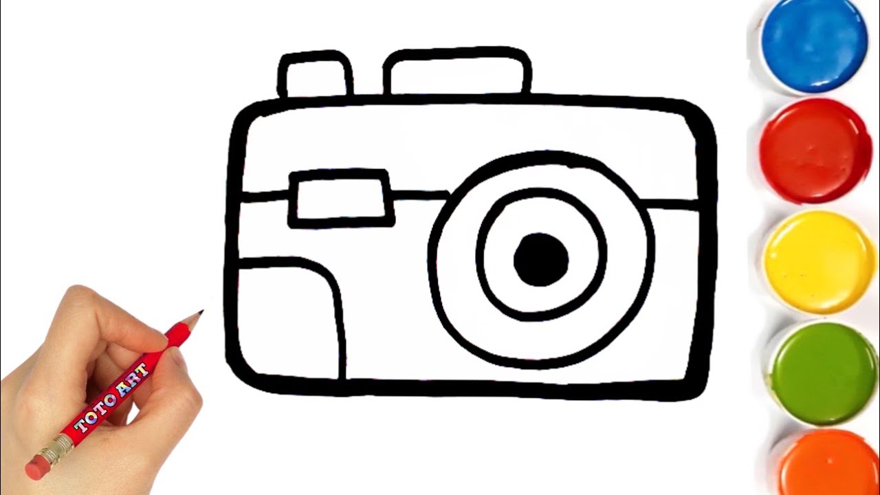 How to draw Camera -Colouring for Kids & Toddlers |Draw, Paint and ...
