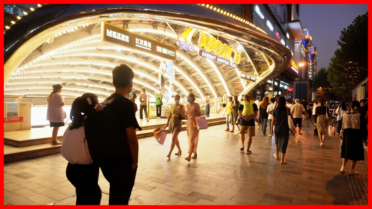 夜晚散步中山大道 | Zhongshan Avenue | Night walk in wuhan | China City Ambience ...