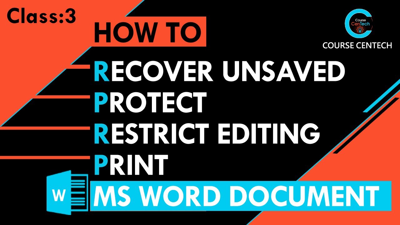Protect Document | Restrict Editing | Recover Unsaved files| Print ...