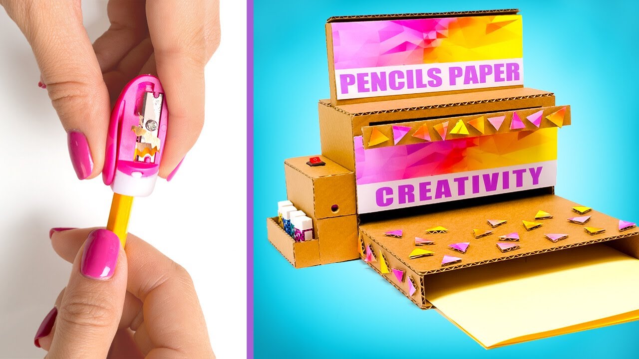 How To Make Cool Organizer For Drawing Supplies || Cardboard Crafts ...