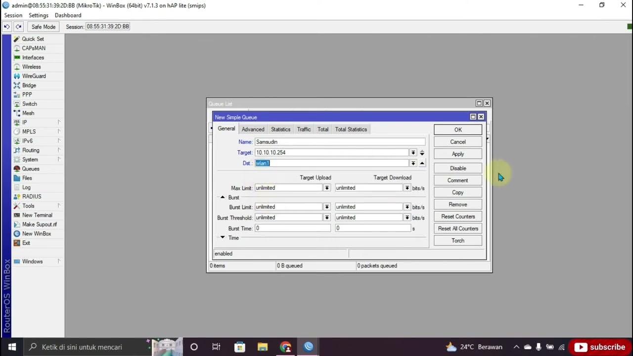 Konfigurasi Mikrotik Metode Management Bandwidth Dengan Simple Queue - YouTube